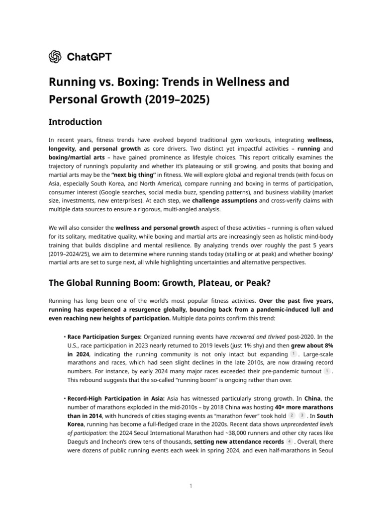 Running vs. Boxing - Trends in Wellness and Personal Growth (2019-2025 ...