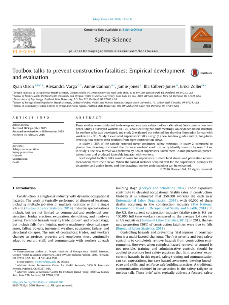 Safety Science: Ryan Olson, Alexandra Varga, Annie Cannon, Jamie Jones ...