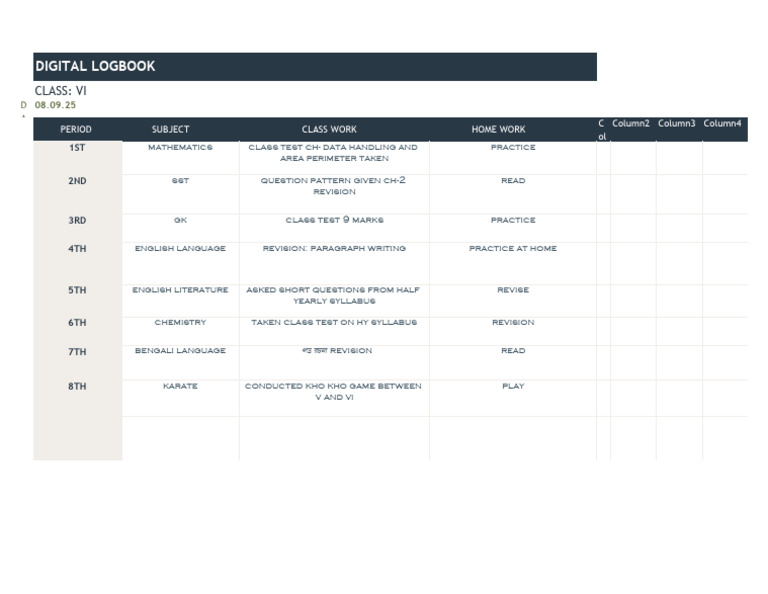 Monday - Digital Logbook Class - 6-7 | PDF