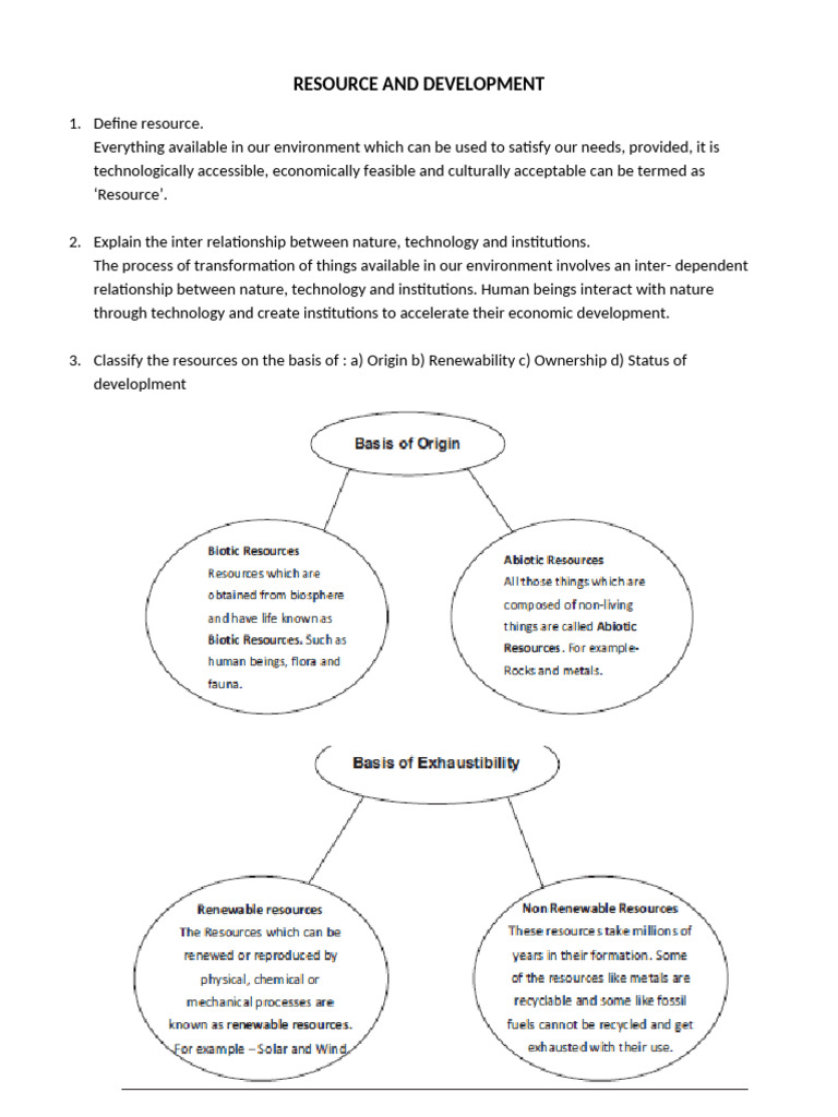 Class 10 Geography CH 1 RESOURCE AND DEVELOPMENT | PDF | Sustainability ...
