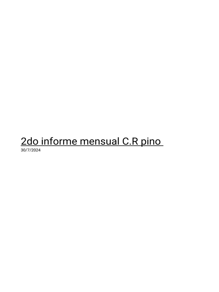 2do Informe Mensual C.R Pino | PDF