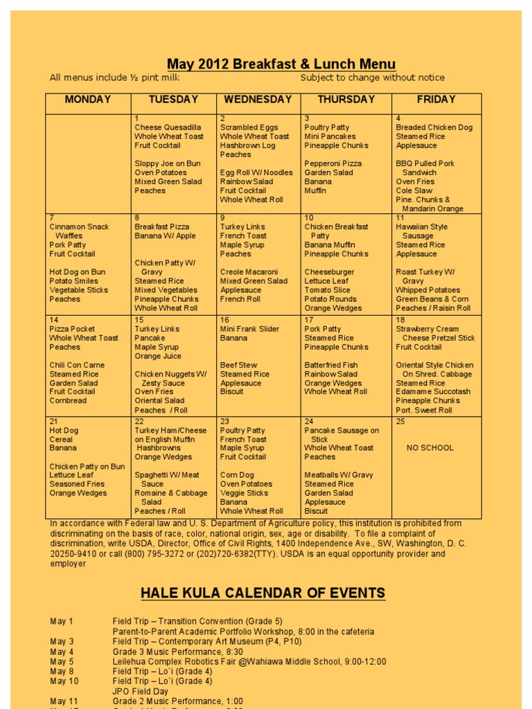 2012 May Breakfast & Lunch Menu | Download Free PDF | Turkey Meat | Cuisine