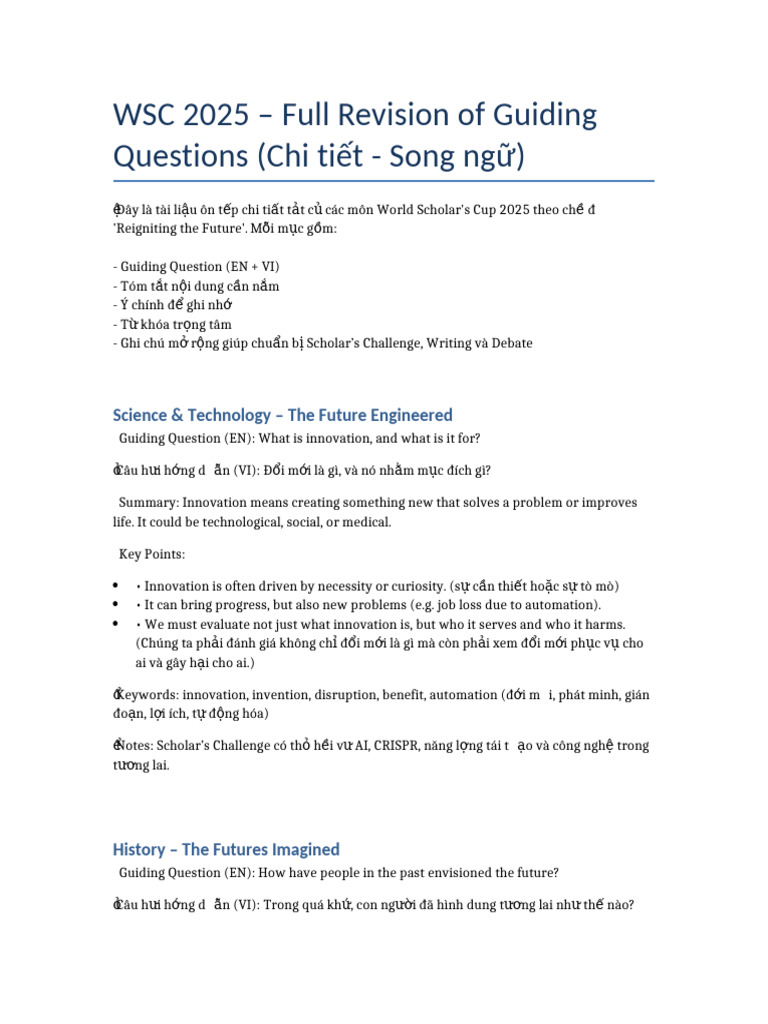 WSC 2025 Revision Guiding Questions Detailed Song Ngu | PDF