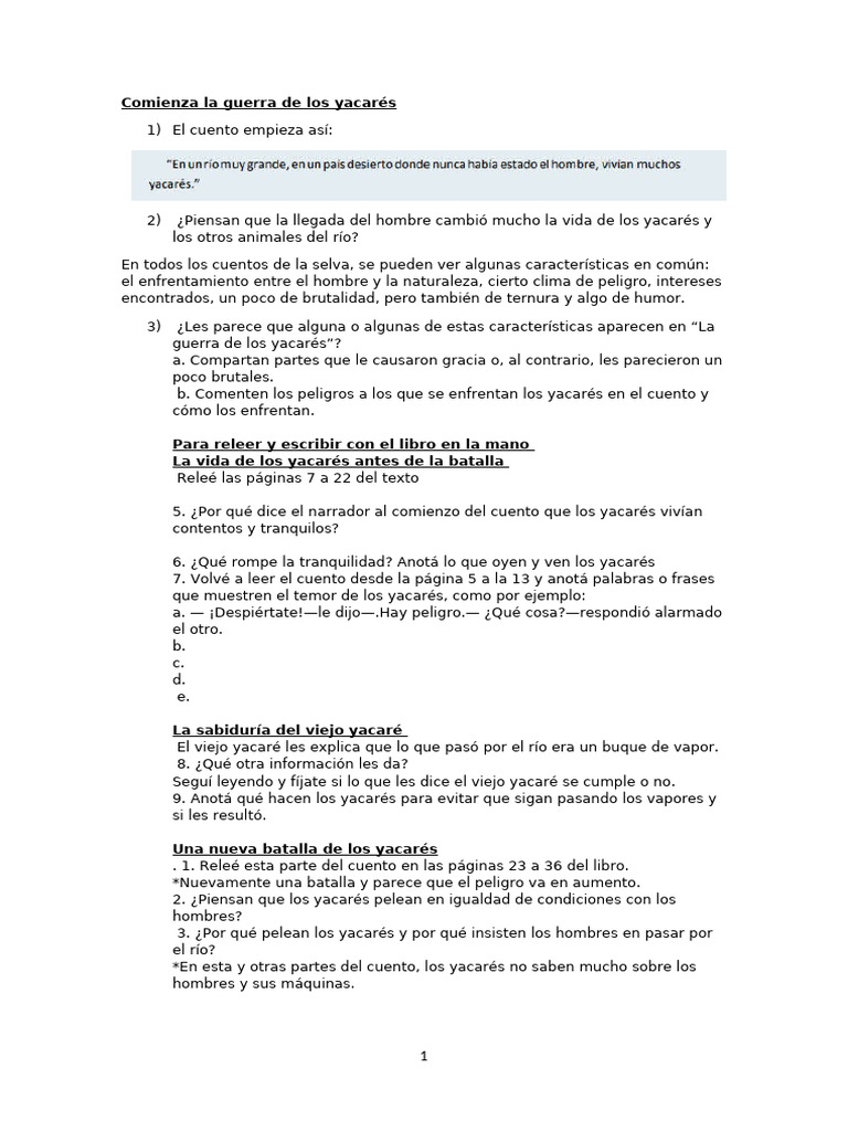 Secuencia La Guerra de Los Yacarés | PDF