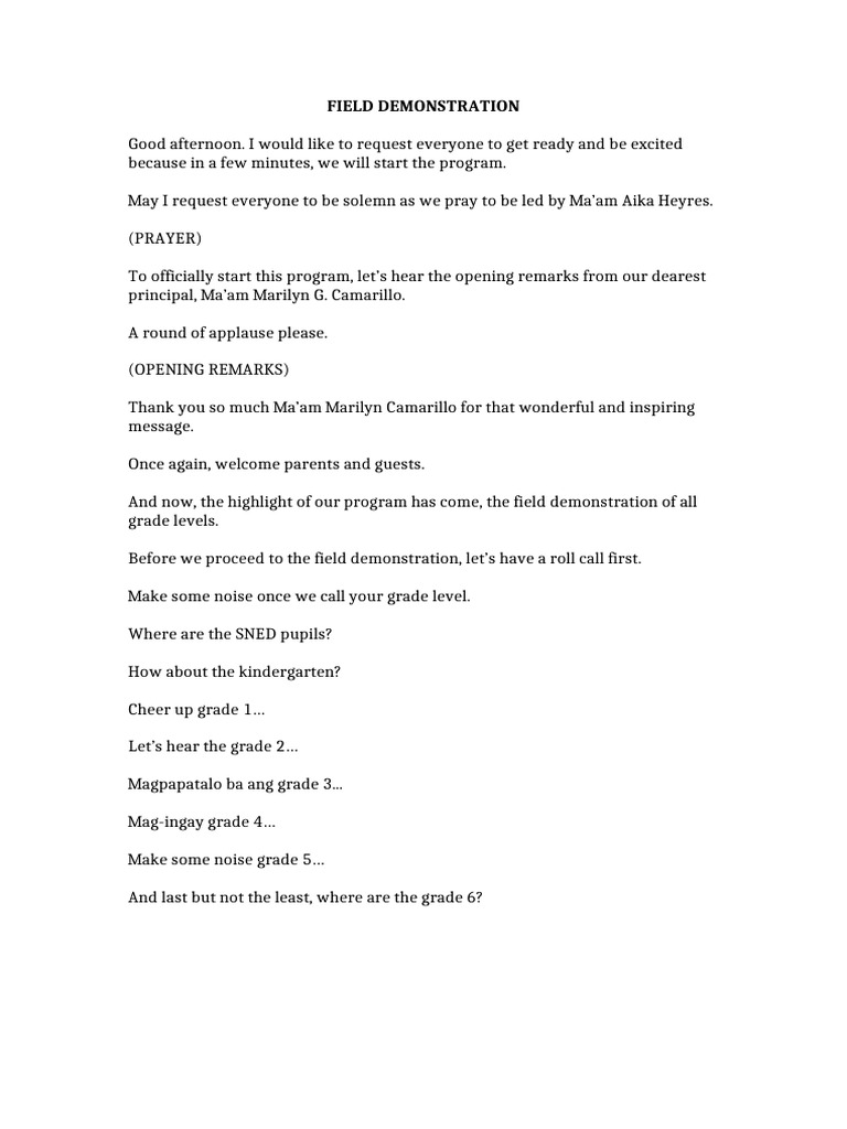Field Demonstration Script | PDF