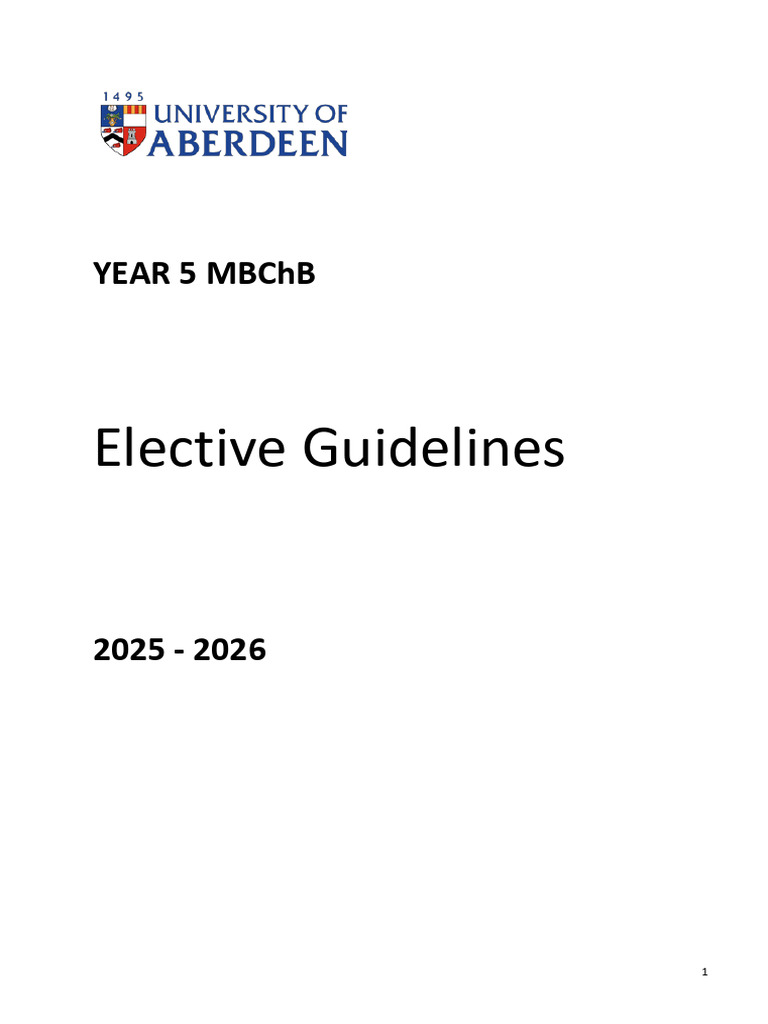 Elective Guidelines 2025-2026 FINAL1 | PDF | Medical Diagnosis | Medicine