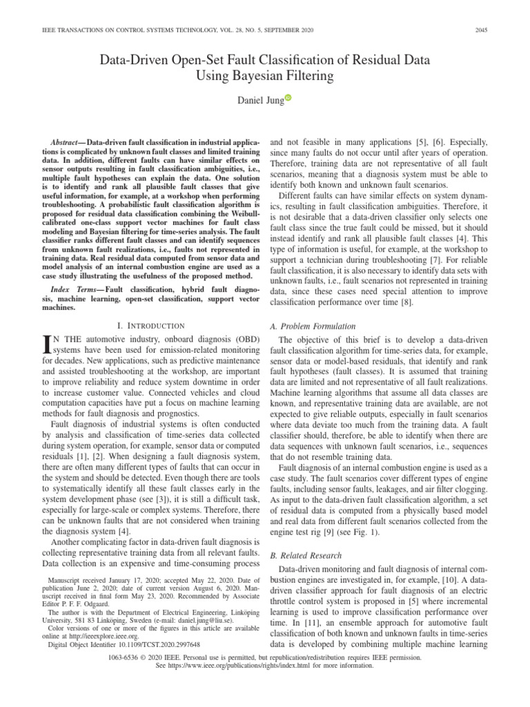 Data-Driven Open-Set Fault Classification of Residual Data Using Bayesian Filtering | PDF ...