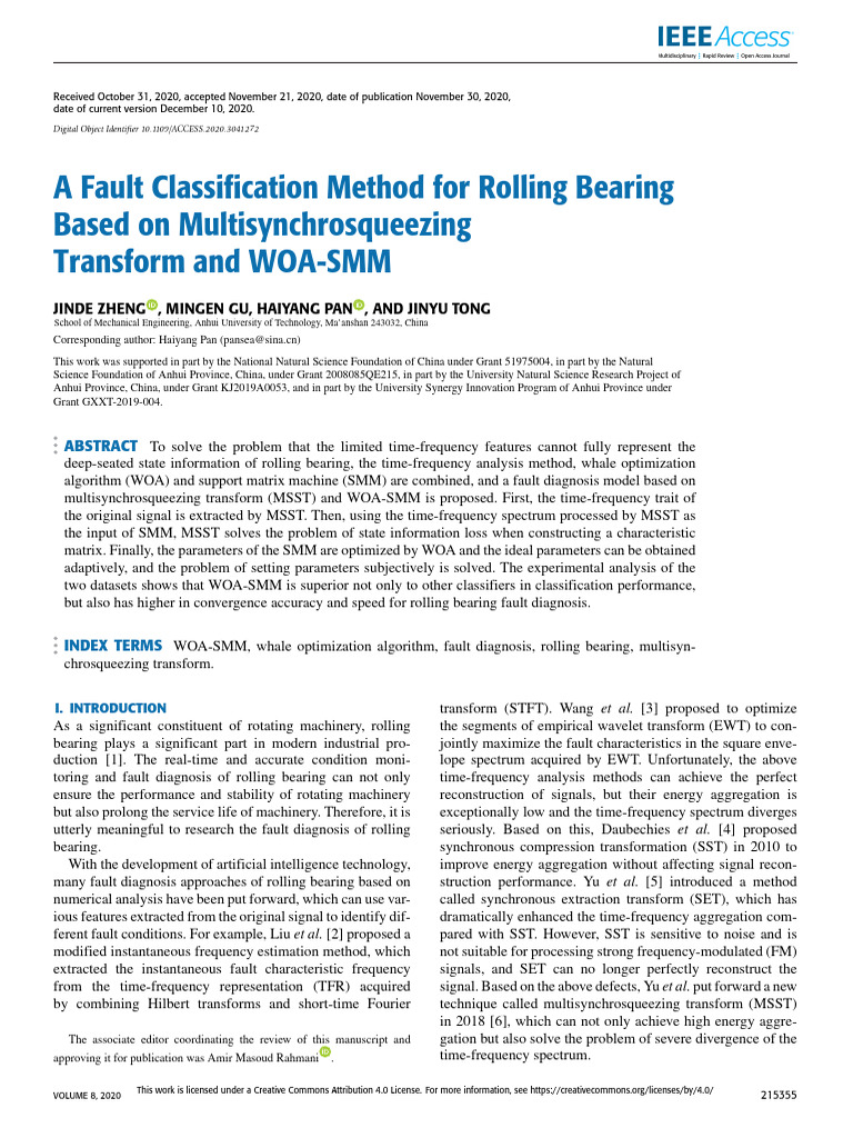 A Fault Classification Method For Rolling Bearing Based On Multisynchrosqueezing Transform and ...