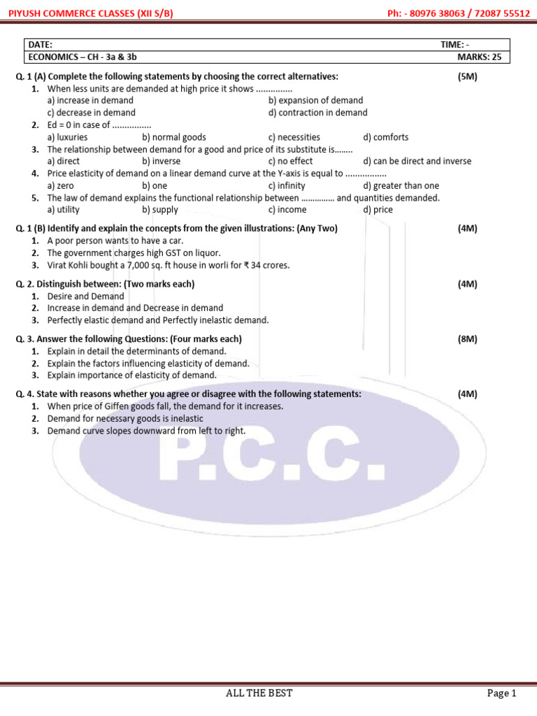 Eco Ch - 3a&3b | PDF | Demand | Elasticity (Economics)