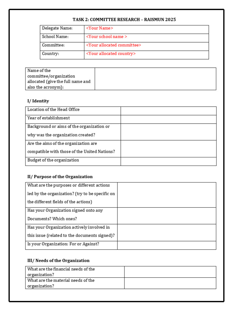 Committee Research Template | PDF