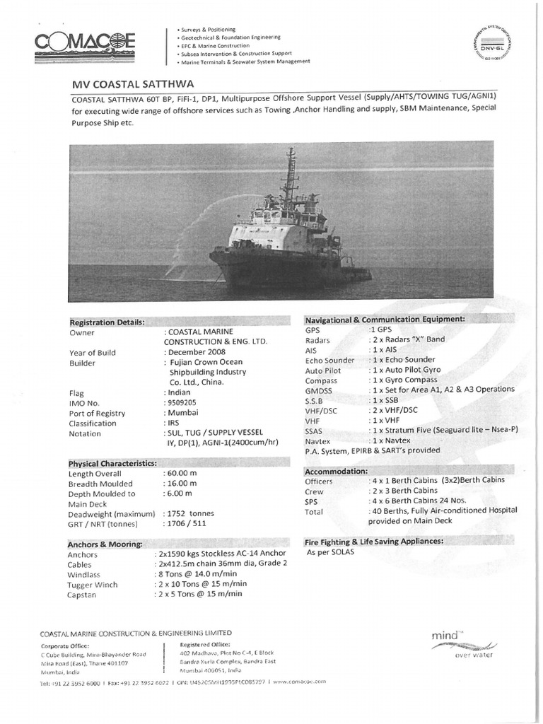 Vessel Particular | PDF
