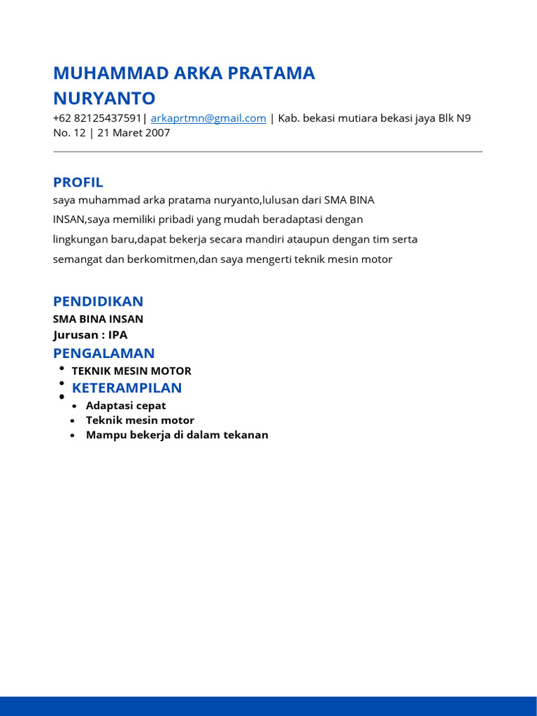 Putih Biru Minimalis Admin Sosial Media CV Resume Template - PDF 2 | PDF