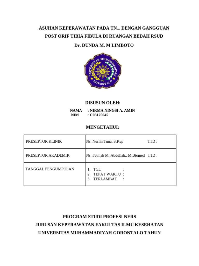 Cover Asuhan Keperawatan Post Orif | PDF