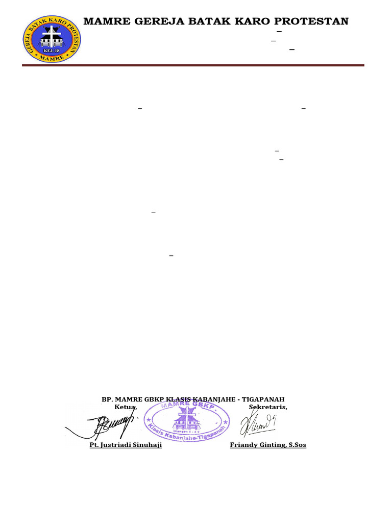 Undangan HUT Mamre Klasis | PDF