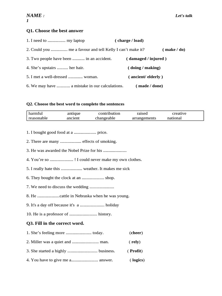 Vocabs Let's Talk 1 | PDF