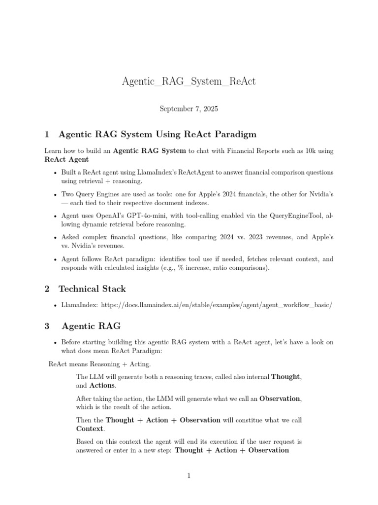 Agentic RAG System With ReAct For Financial Reports | PDF | Computing ...