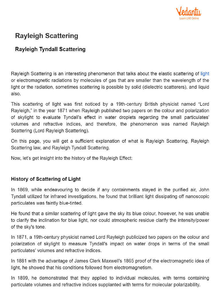 Rayleigh Scattering | PDF