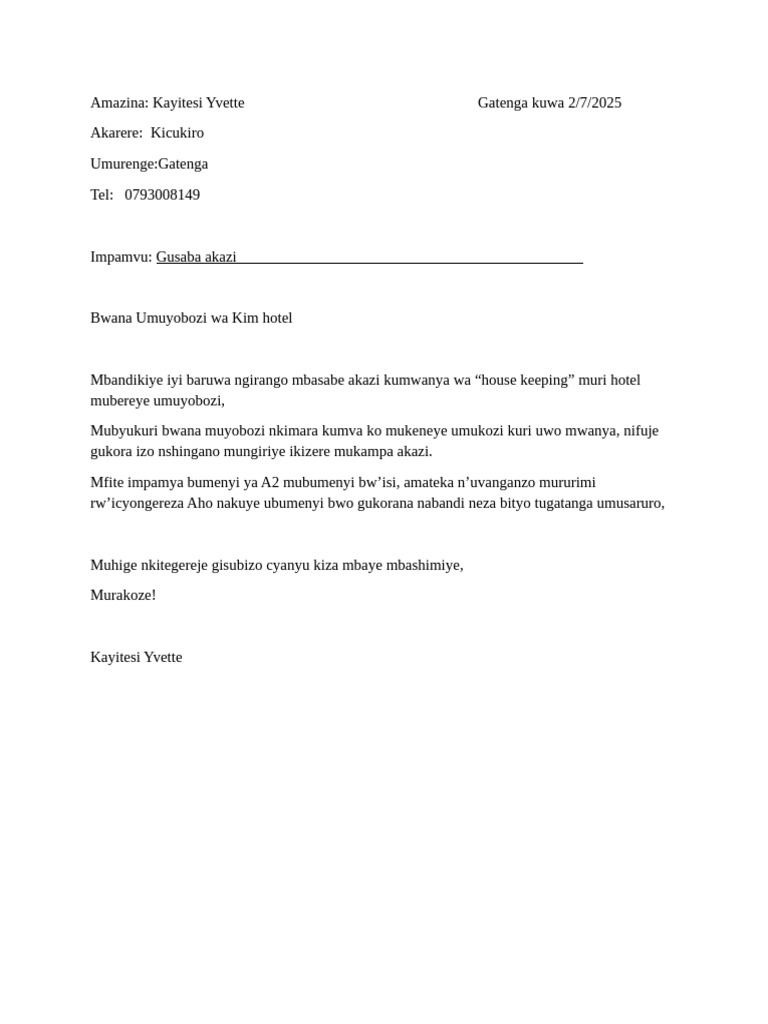 Yvette Letter | PDF
