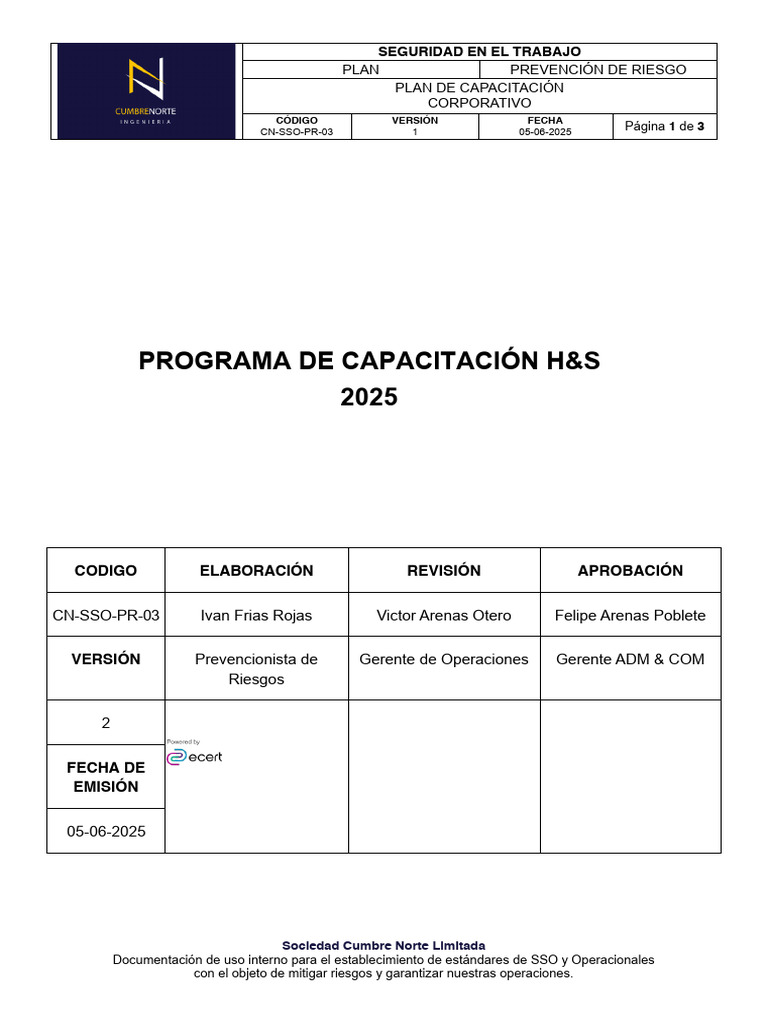 2.4 Programa de Capacitación en HS 2025 | PDF