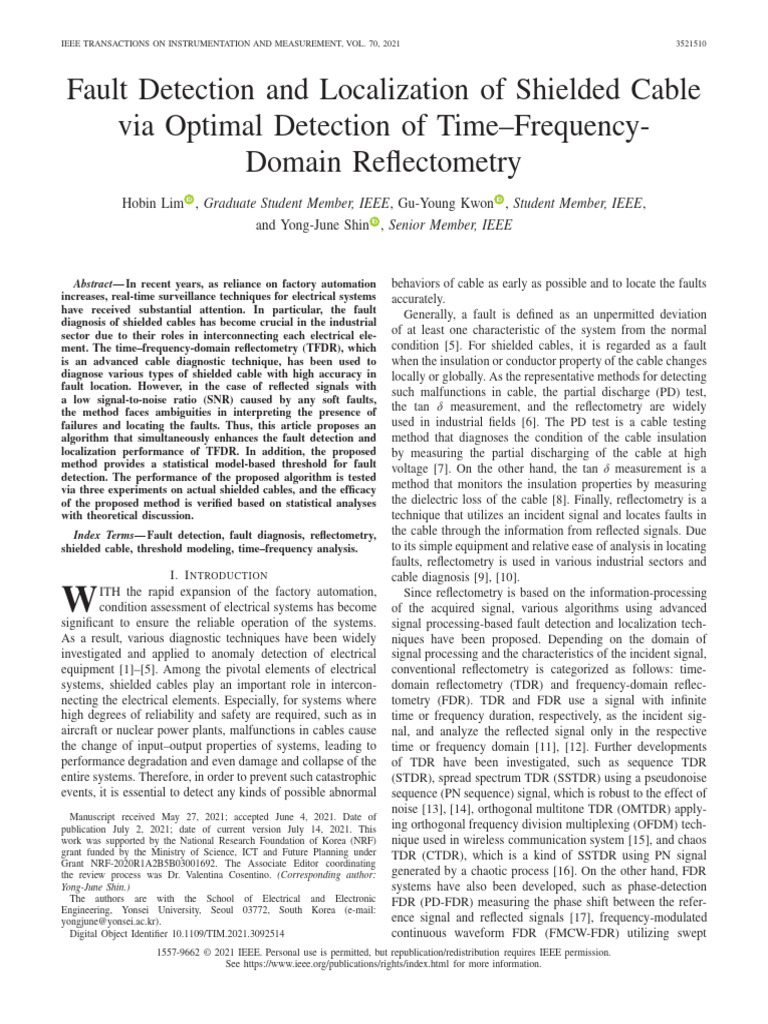 Fault Detection and Localization of Shielded Cable Via Optimal ...