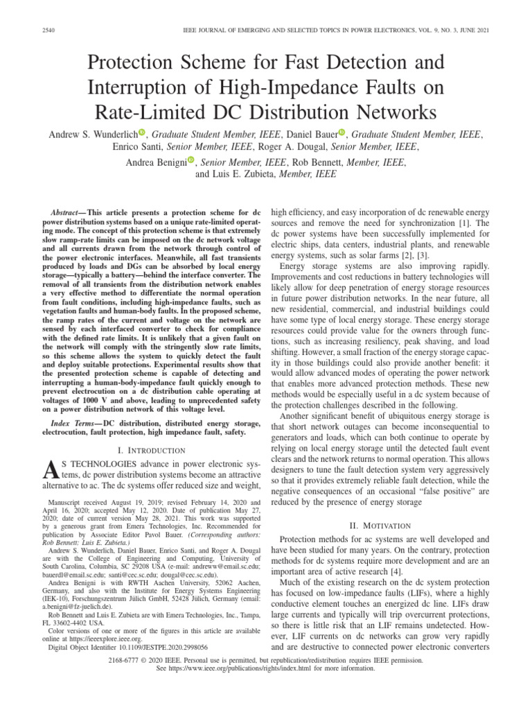 Protection Scheme For Fast Detection and Interruption of High-Impedance ...