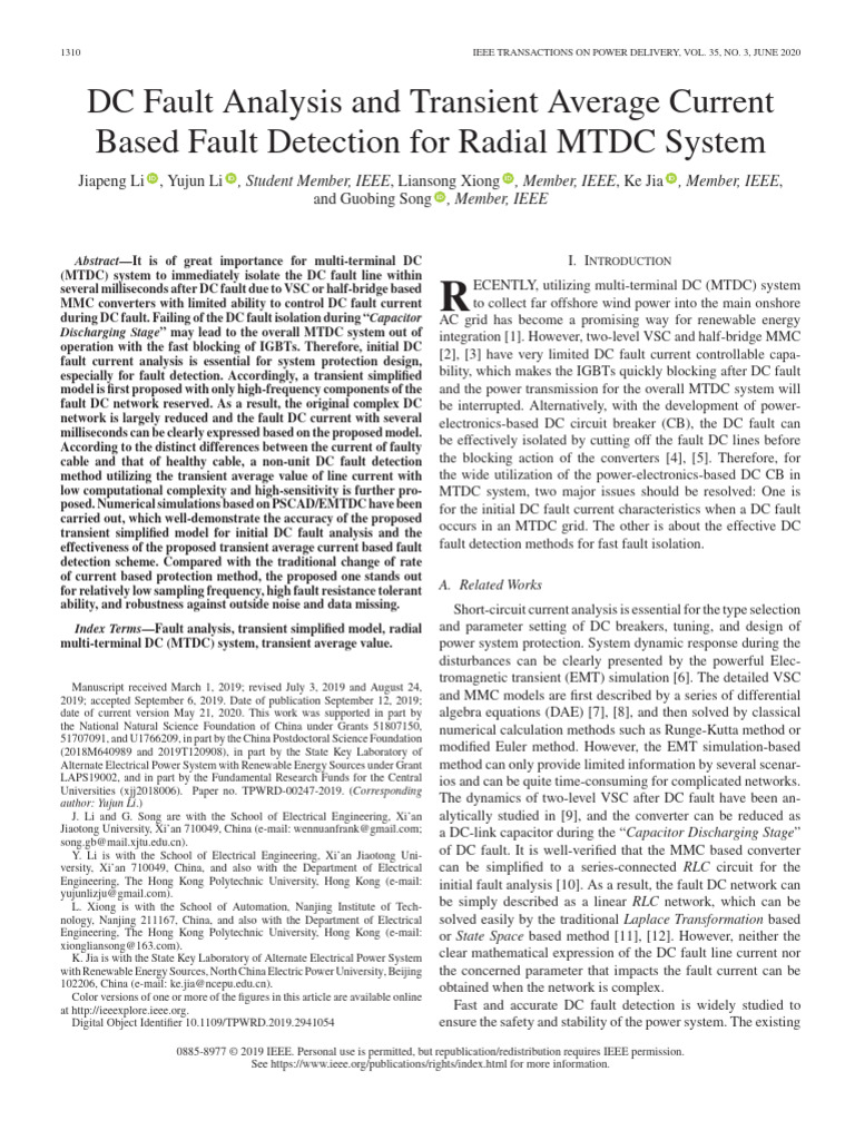 DC Fault Detection in MTDC Systems | PDF | Direct Current | Capacitor