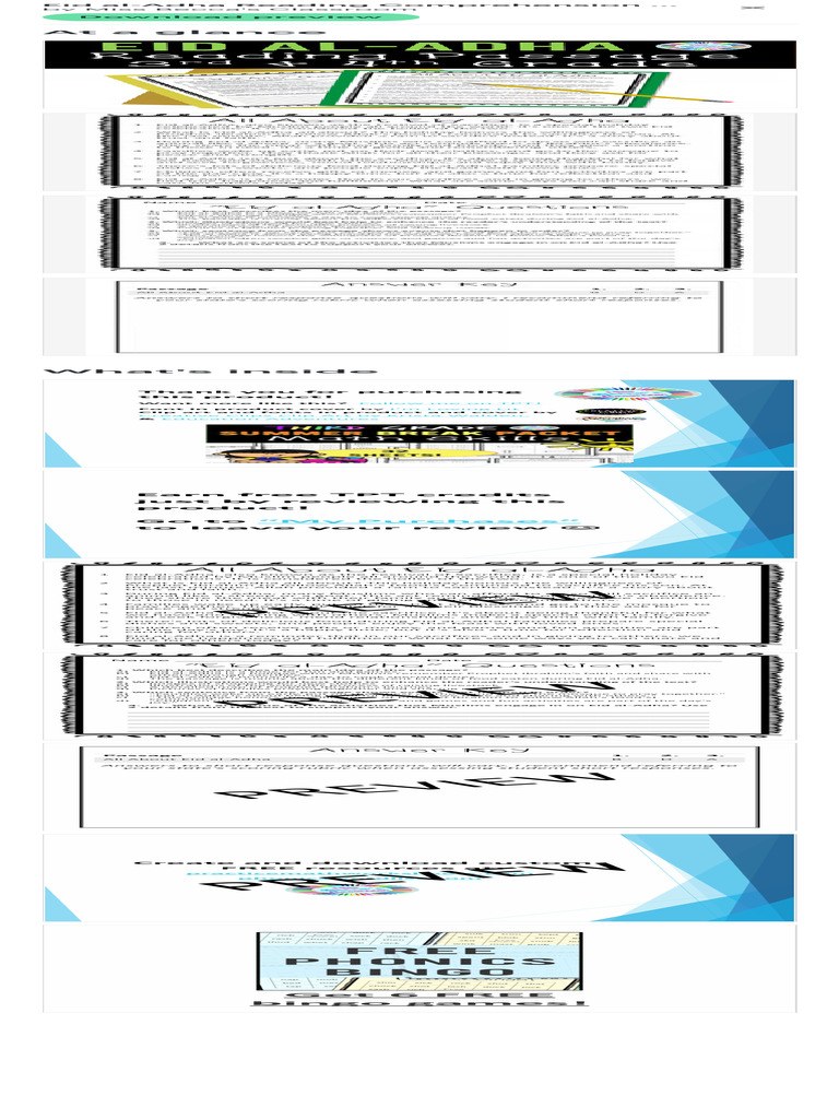 Eid Al-Adha Reading Comprehension Passage & Questions - 3rd Grade & 4th ...