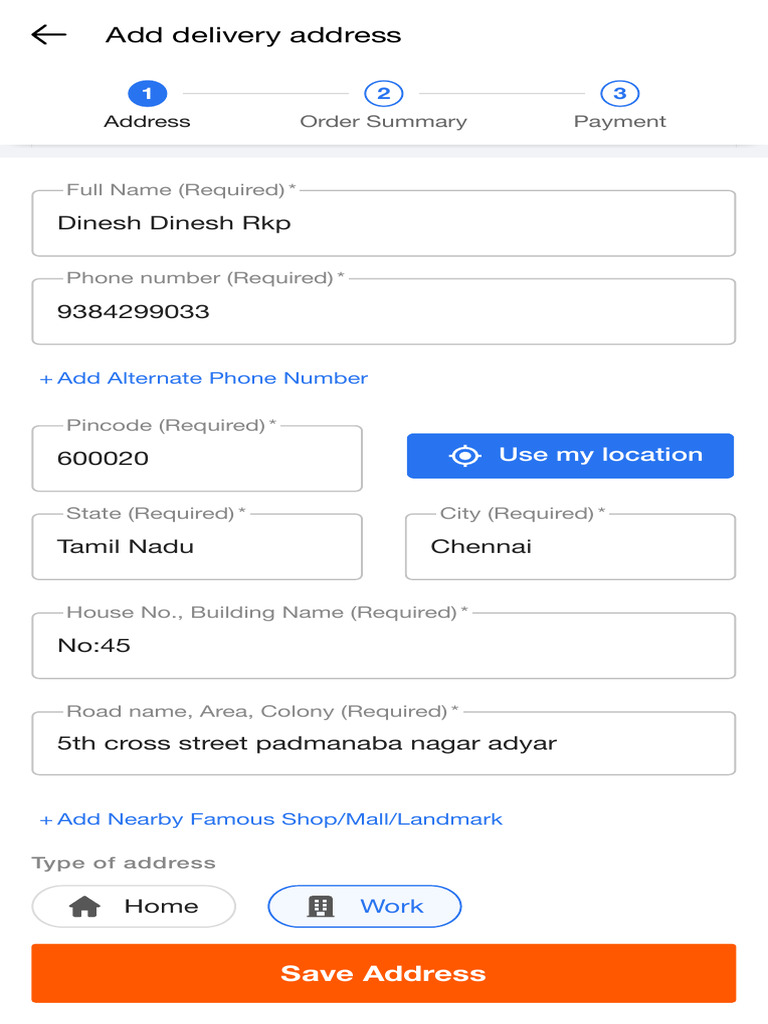 Delivery Address Form for Orders | PDF