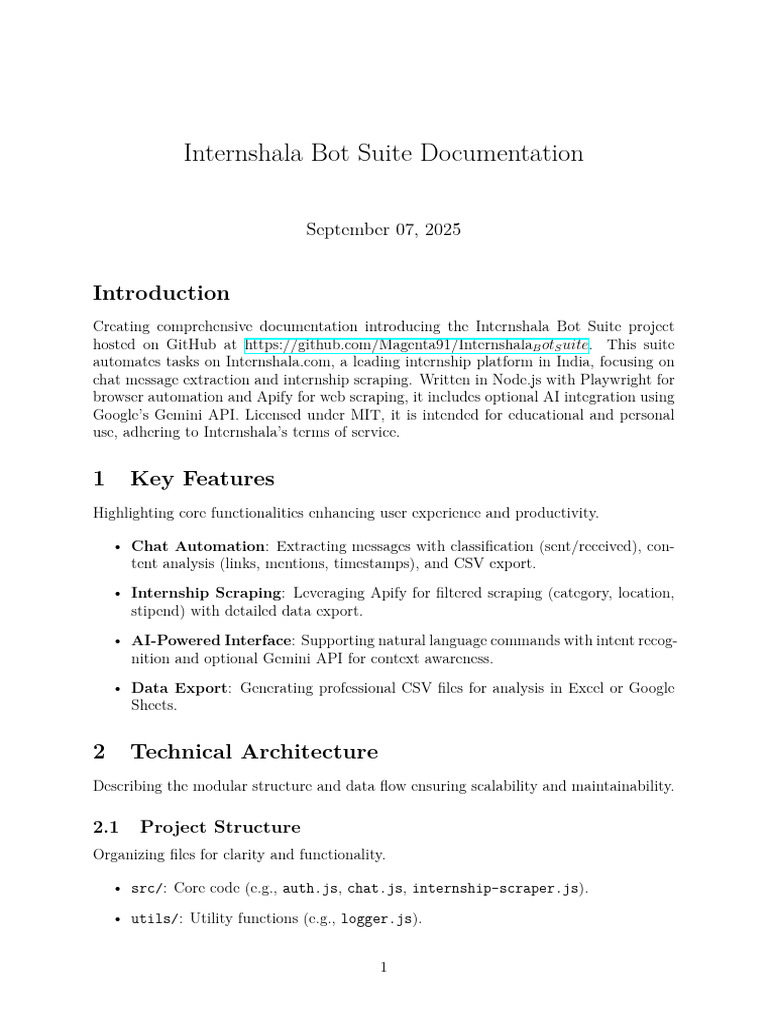 Internshala Bot Suite Documentationpdf | PDF | Software Engineering | Software