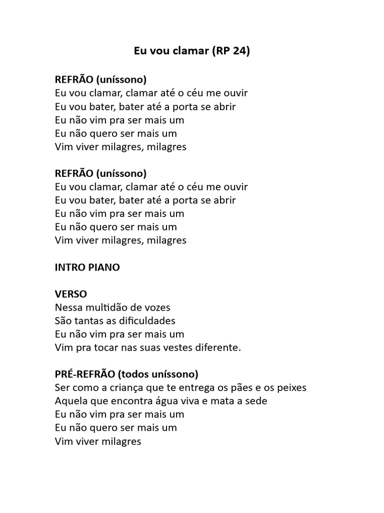 Eu Vou Clamar (Rp24) Mapa Vocal | PDF