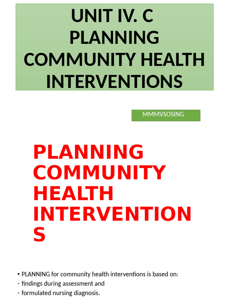Module 06 Unit IV. C Planning Com HLT Interventions 1 | PDF ...