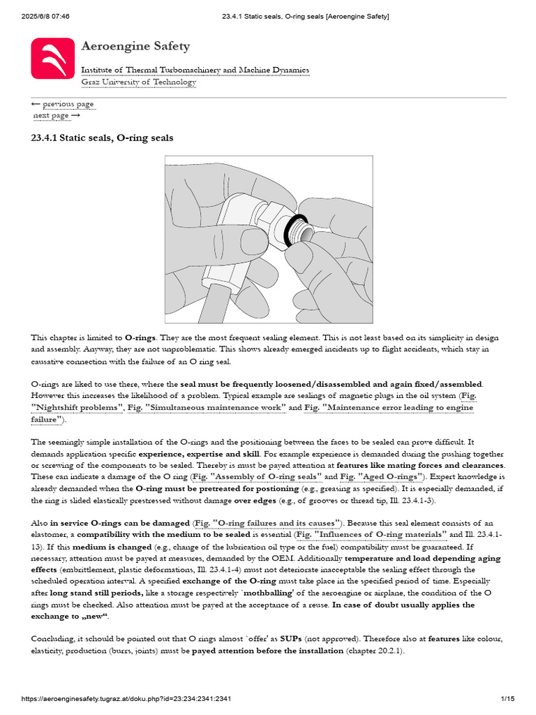 23.4.1 Static Seals, O-Ring Seals (Aeroengine Safety) | PDF | Leak ...