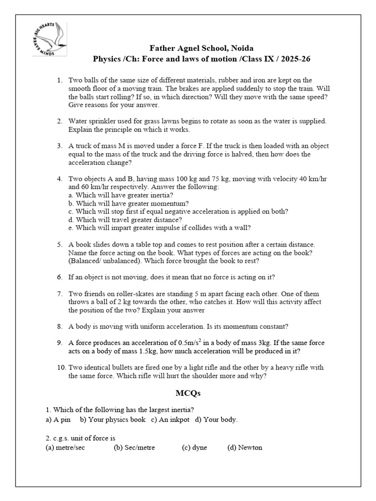 Class IX Physics: Force & Motion Concepts | PDF | Force | Momentum