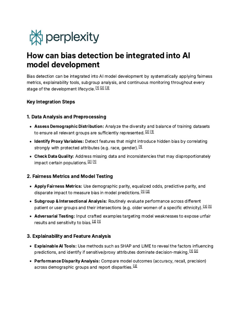 Integrating Bias Detection in AI Models | PDF | Cognitive Science ...