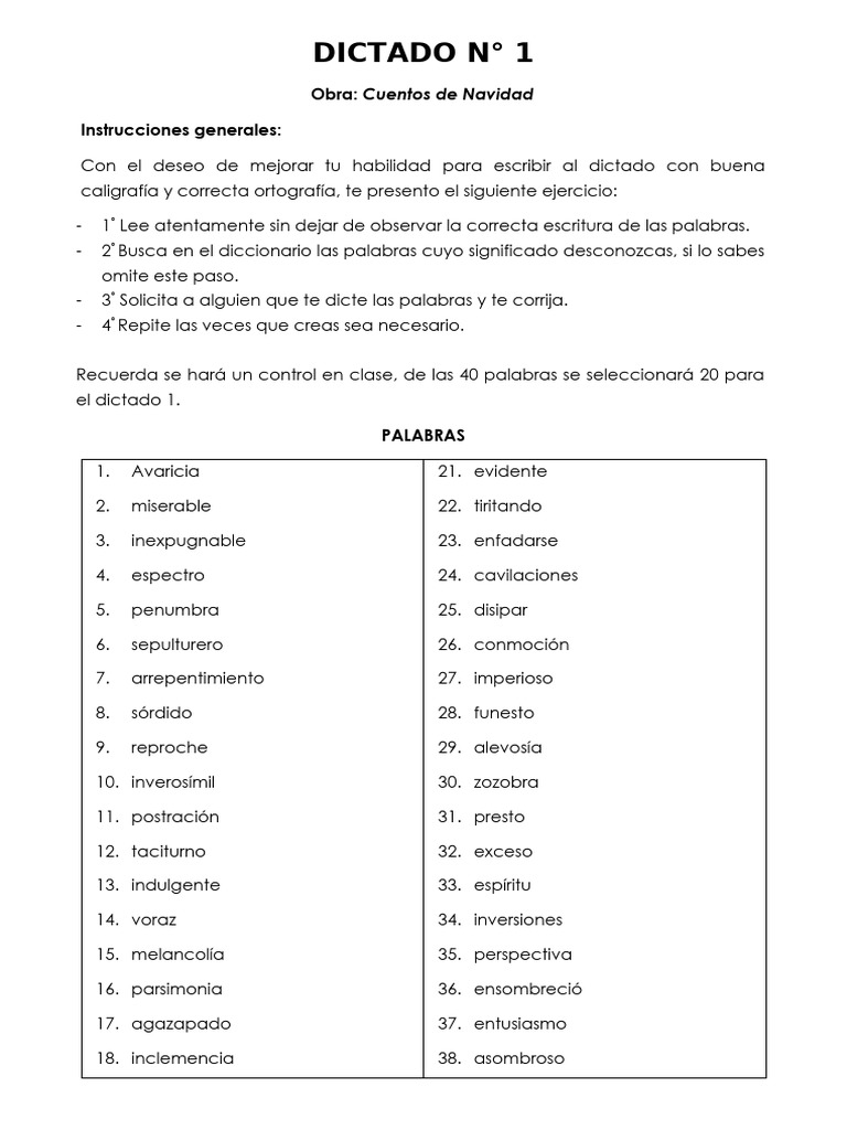Ejercicio de Dictado: Cuentos de Navidad | PDF