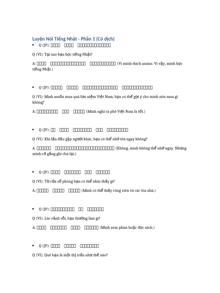 Luyen Noi Nhat Ngu Phan1 Co Dich | PDF