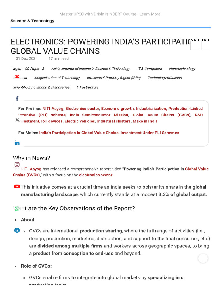 Powering India's Electronics in GVCs | PDF | Economic Growth | Exports