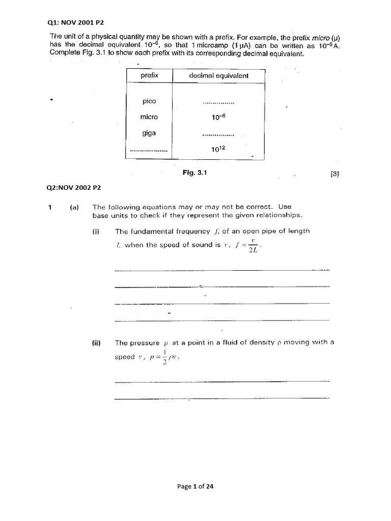 1.0 General Physics p2&p3 Questions | PDF | Observational Error | Significant Figures