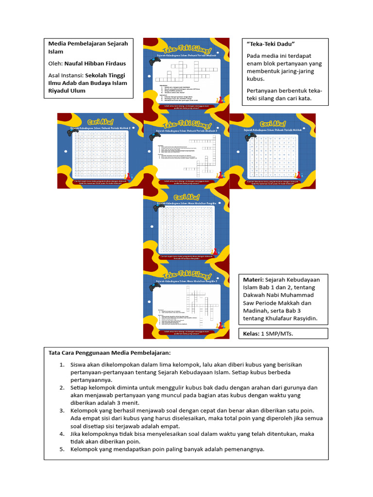 Media Pembelajaran Sejarah Islam - Teka Teki Dadu | PDF