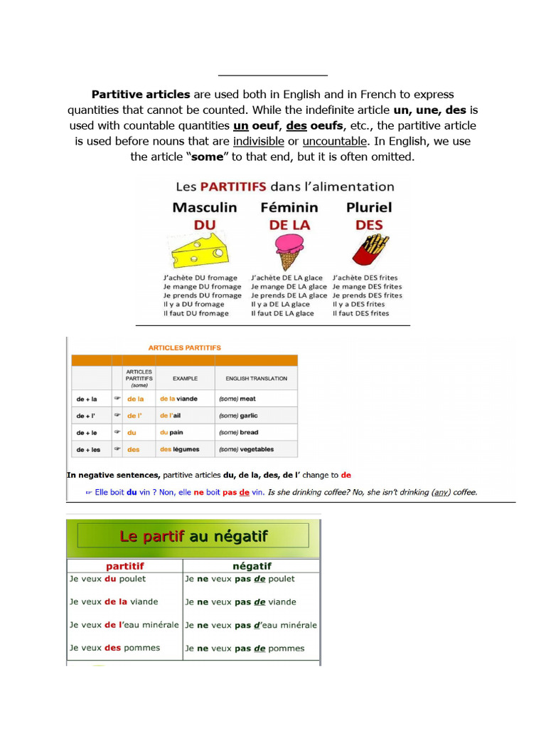 Les Articles Partitifs | PDF