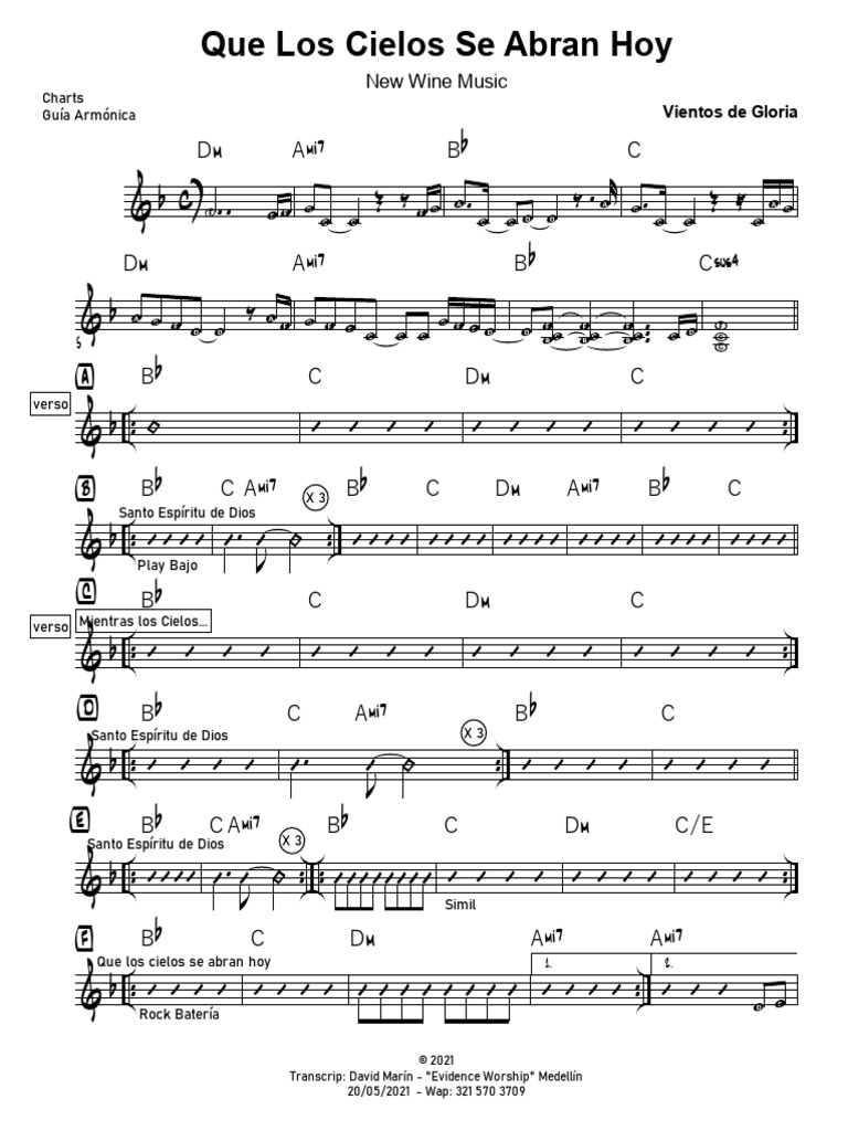 Que Los Cielos Se Abran Hoy - Vientos de Gloria - Piano | PDF | Musicología