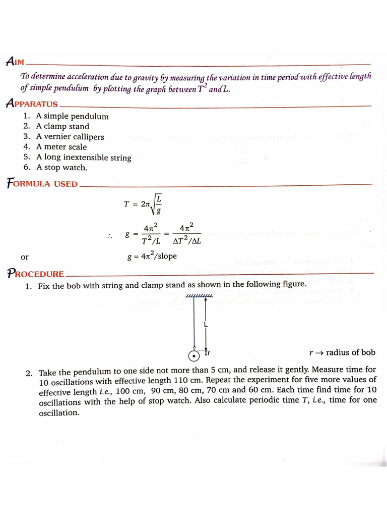 Calculation of G by Simple Pendulum Experiment | PDF