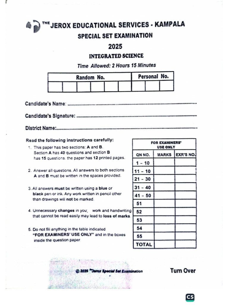 Jerox Examination 2025 PDF Download | PDF