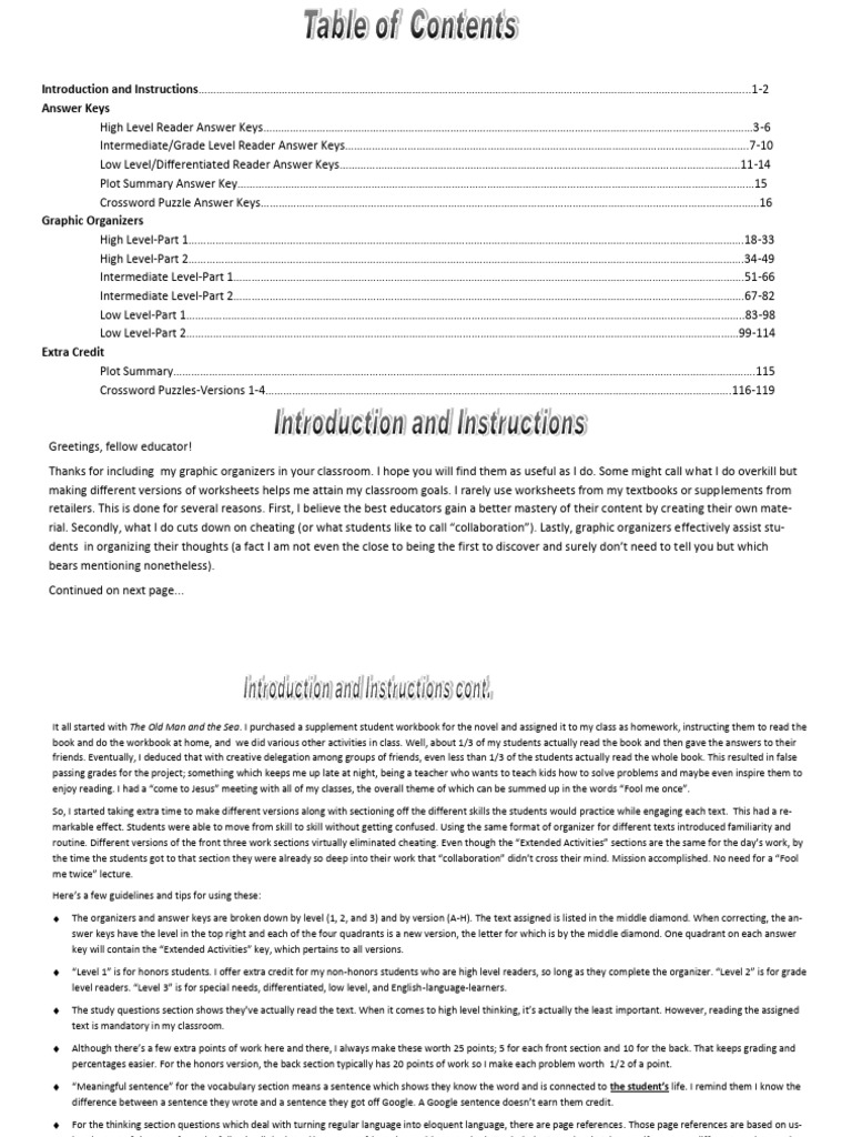 Introduction and Instructions Answer Keys | PDF | The Adventure Of The ...