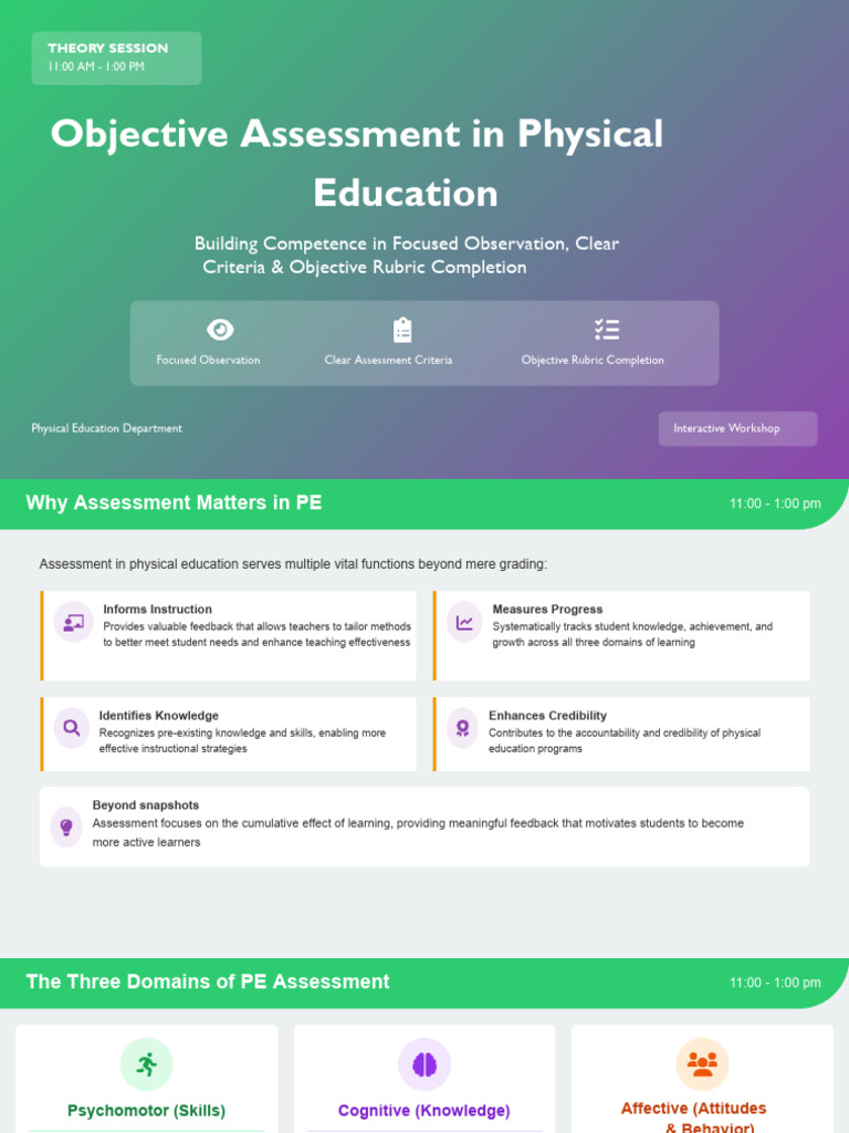 Objective Assessment in Physical Education | PDF | Educational ...