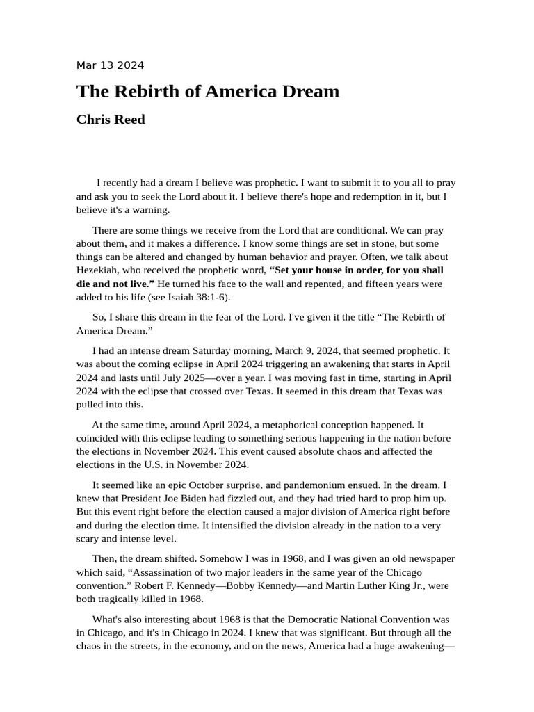The Rebirth of America Dream | PDF | Glory (Religion) | Religious ...