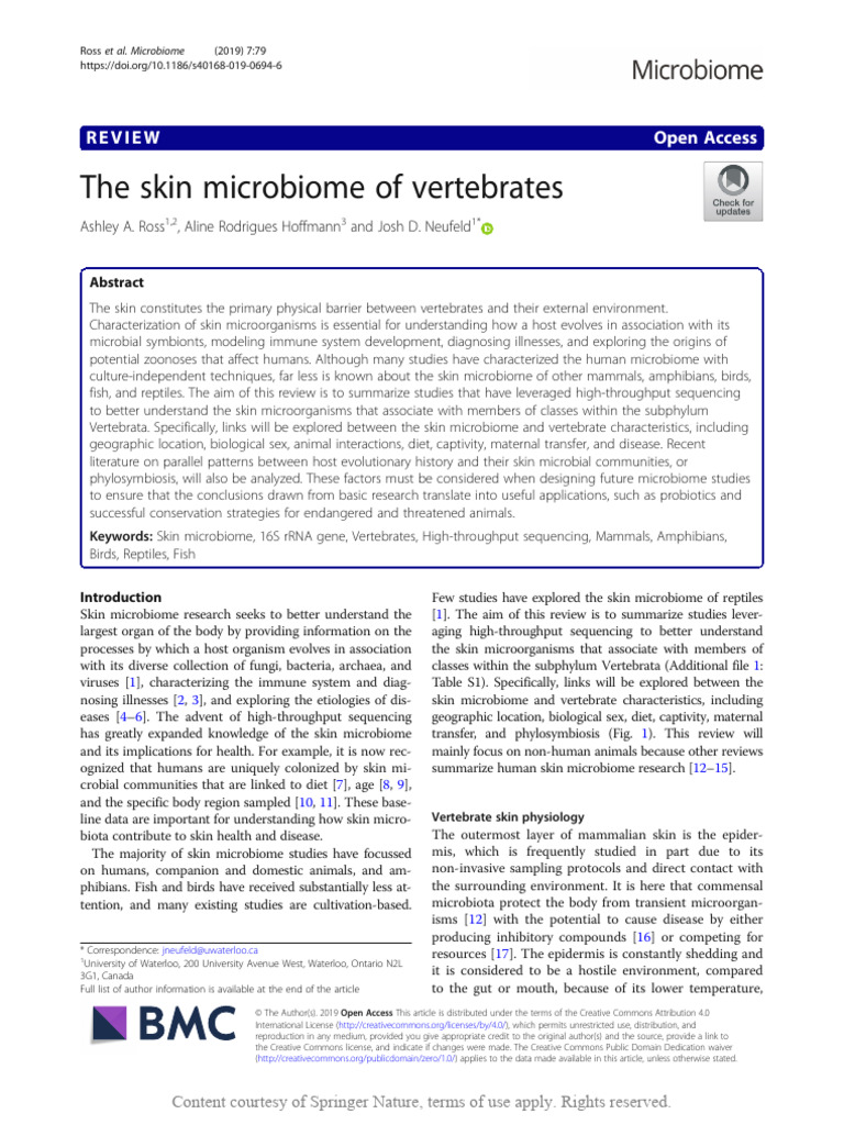Vertebrate Skin Microbiome Insights | PDF | Microbiota | Amphibian