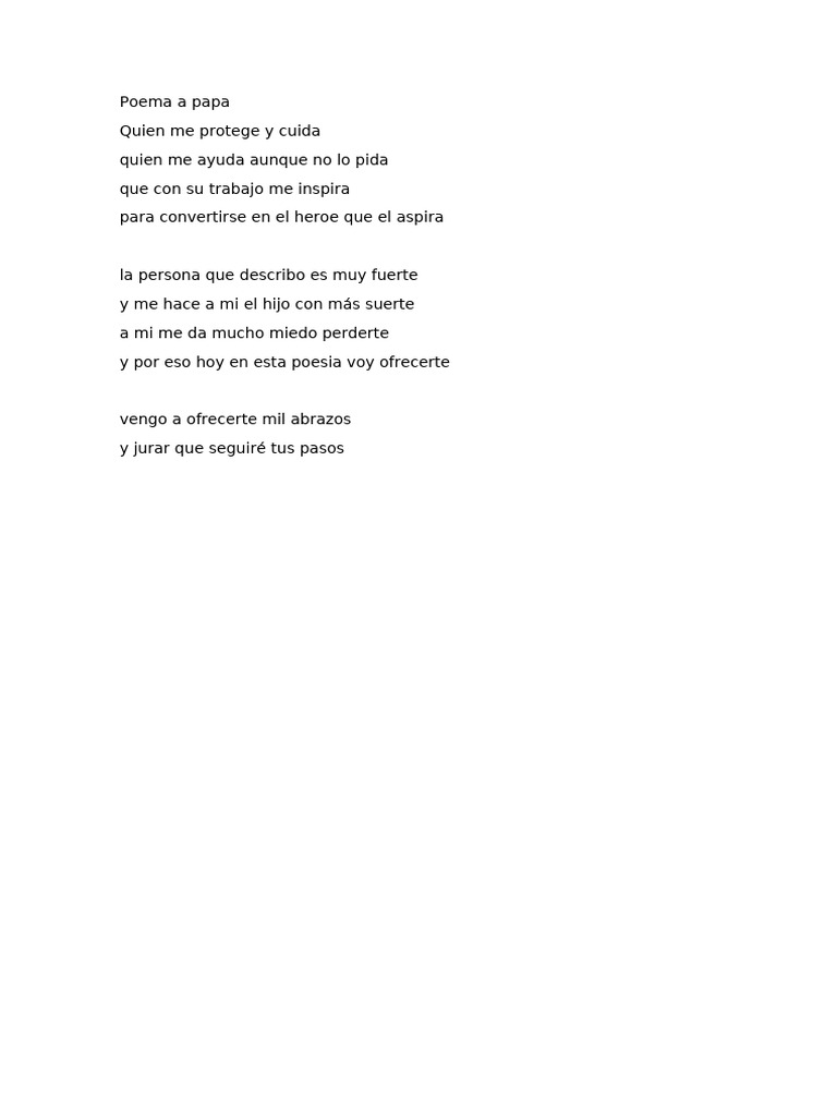 Poema dedicado a papá héroe | PDF