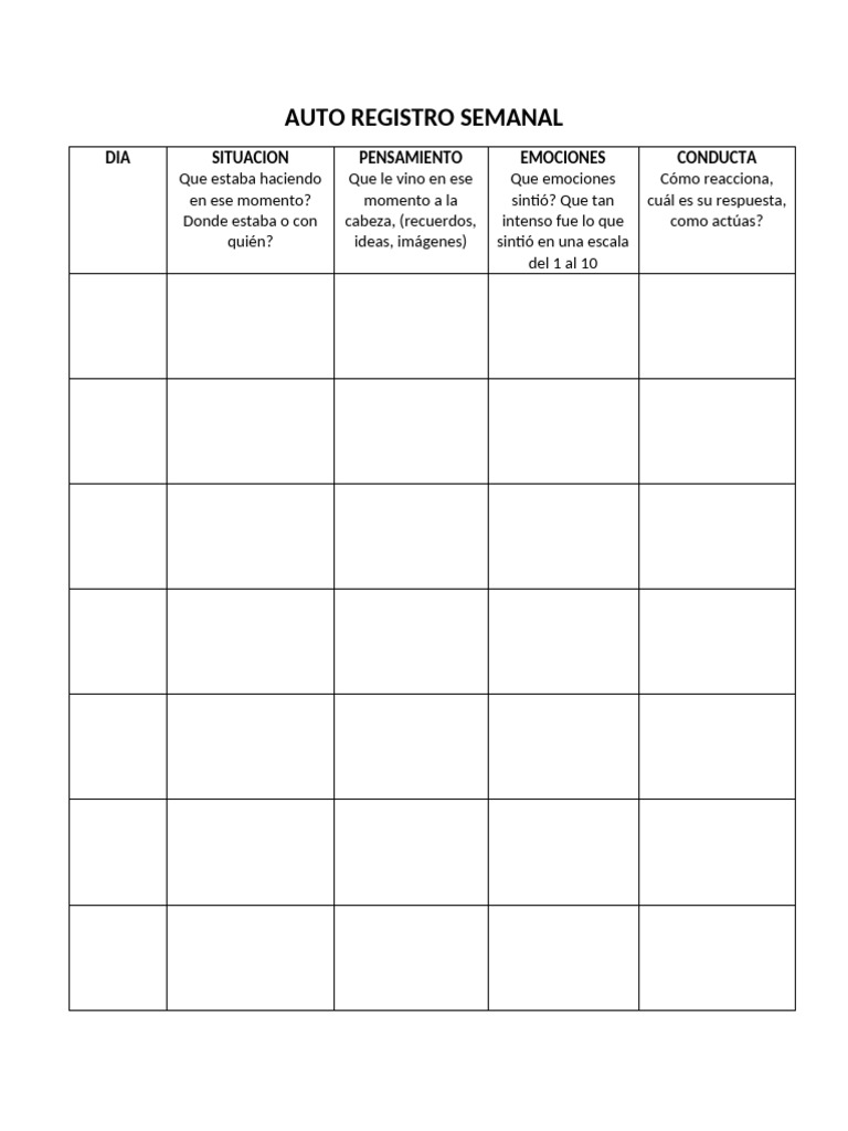 Auto Registro Semanal | PDF