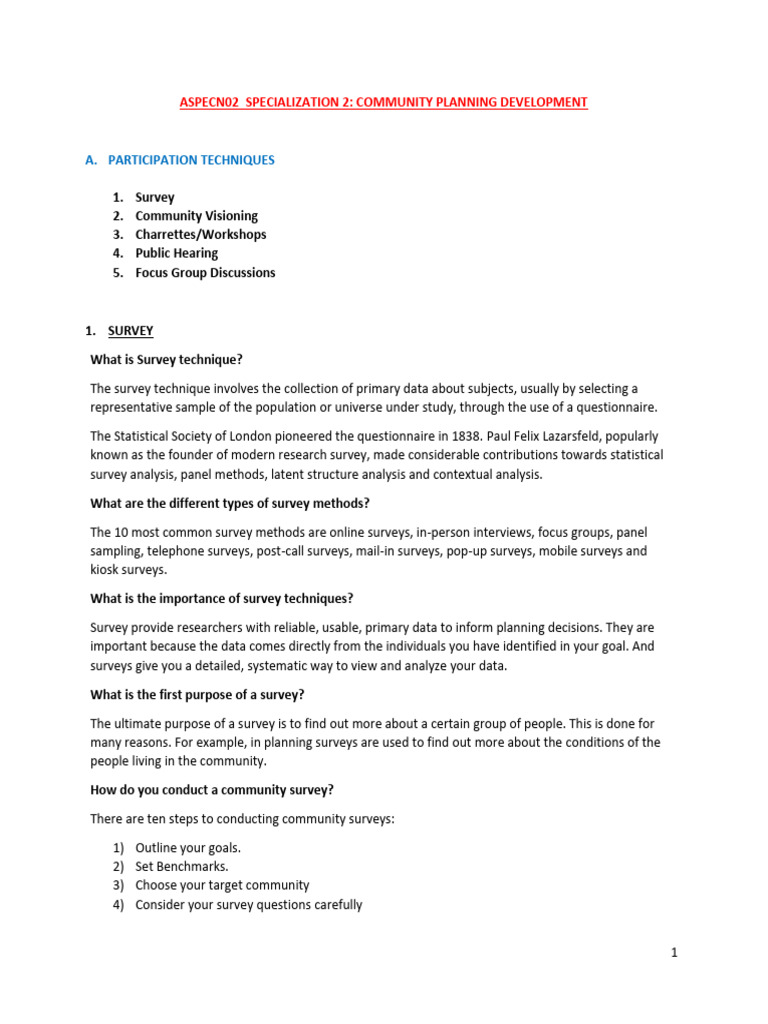 Community Planning Participation Techniques | PDF | Survey Methodology ...